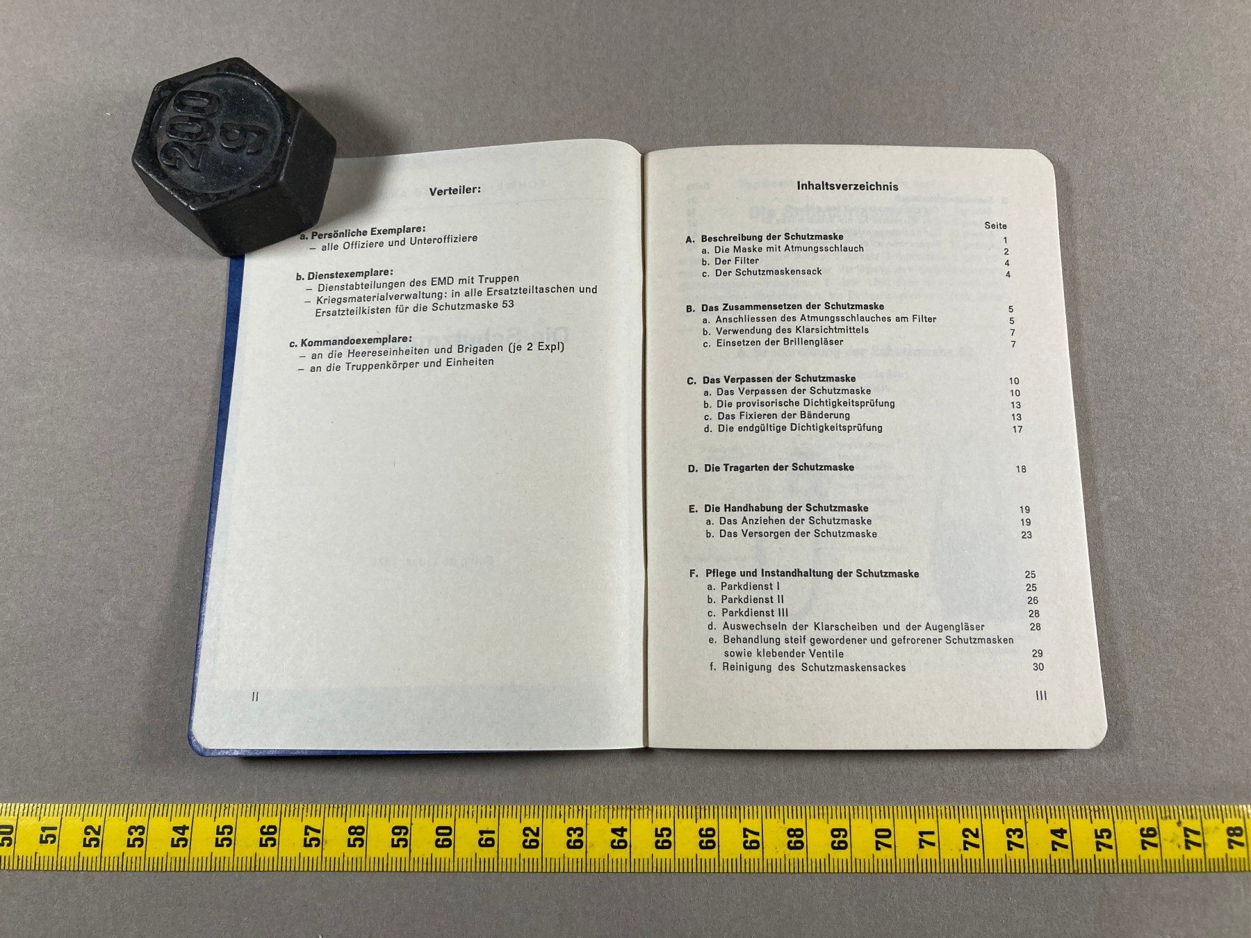 Die Schutzmaske 53, Armee Reglement, 1971, 59.121 d, Militär (Gebraucht ...