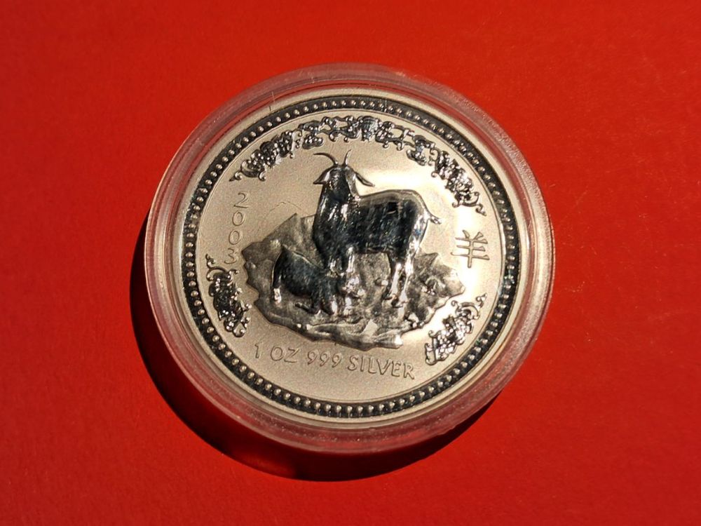 1 OZ UNZE LUNAR 1 I YEAR OF THE GOAT 2003 SILBER 999 ZIEGE (Neu und ...