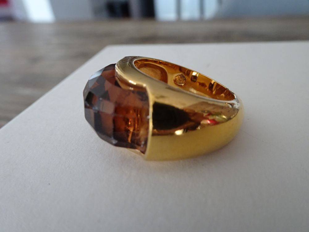 Ringe vergoldet mit grossem braunem Stein, (Pierre Lang ?) | Kaufen auf ...