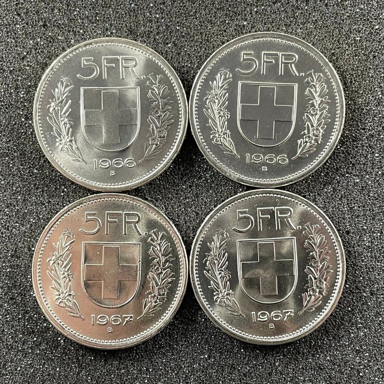 4 Stück 5 Franken Silber 1966 & 1967 (Gebraucht) in Reitnau für CHF 38 – mit Lieferung auf ...