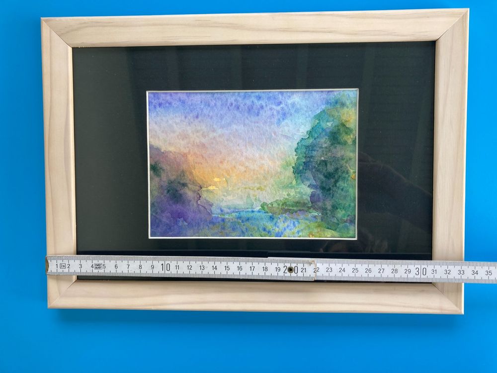 GEMÄLDE AQUARELL Sonnenuntergang am See - nicht signiert | Kaufen auf Ricardo