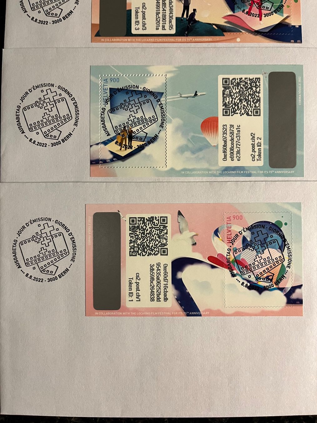 Swiss Crypto Stamp 2.0 ID 1-10 FDC mit Voll-ET-Stempel (Neu (gemäss ...