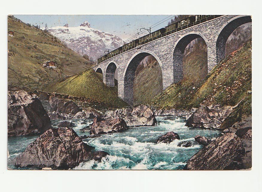 antike AK Lötschbergbahn Viadukt bei Goppenstein, gel. 1919 (Gebraucht ...
