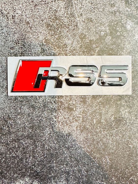 Audi RS5 Emblem Schriftzug Logo aus Metall NEU in Rot/Chrom (Nuovo e ...