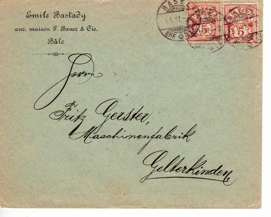 Brief, Basel - Gelterkinden 1897 - siehe Rückseite | Kaufen auf Ricardo