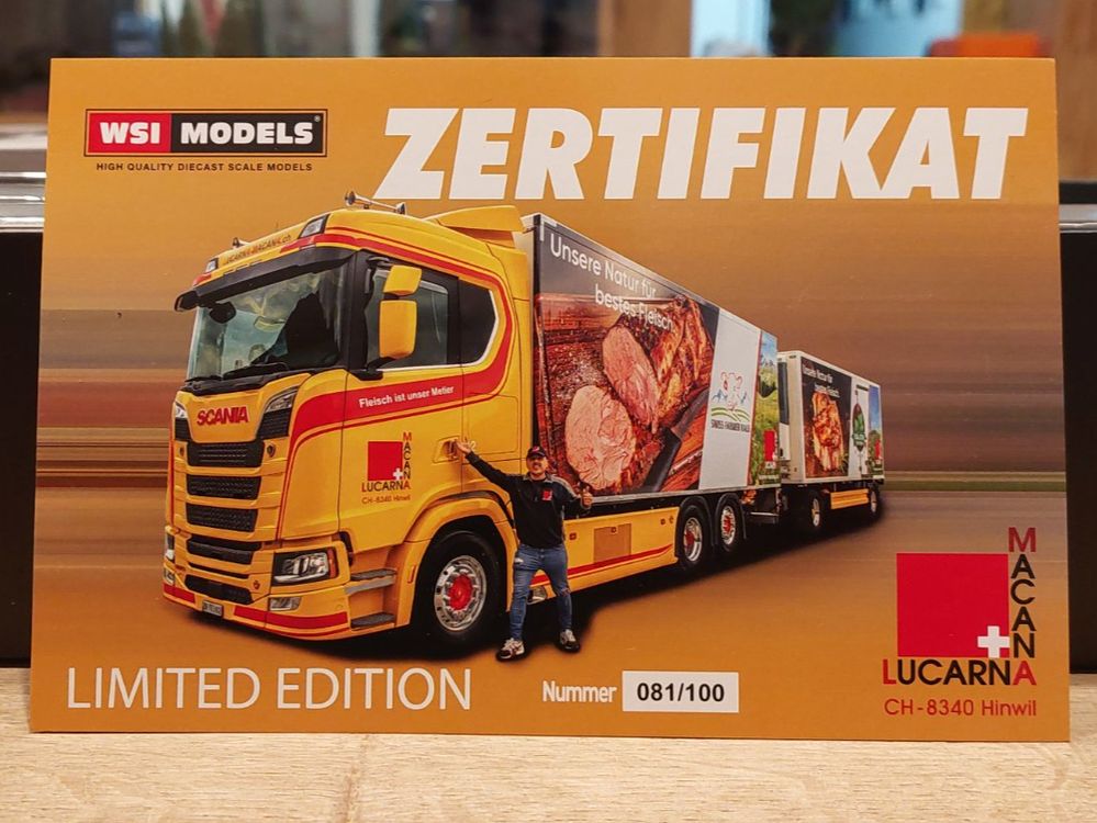 WSI LKW Scania S Lucarna Macana Metzgerei 081/100 limitiert (Neu und ...