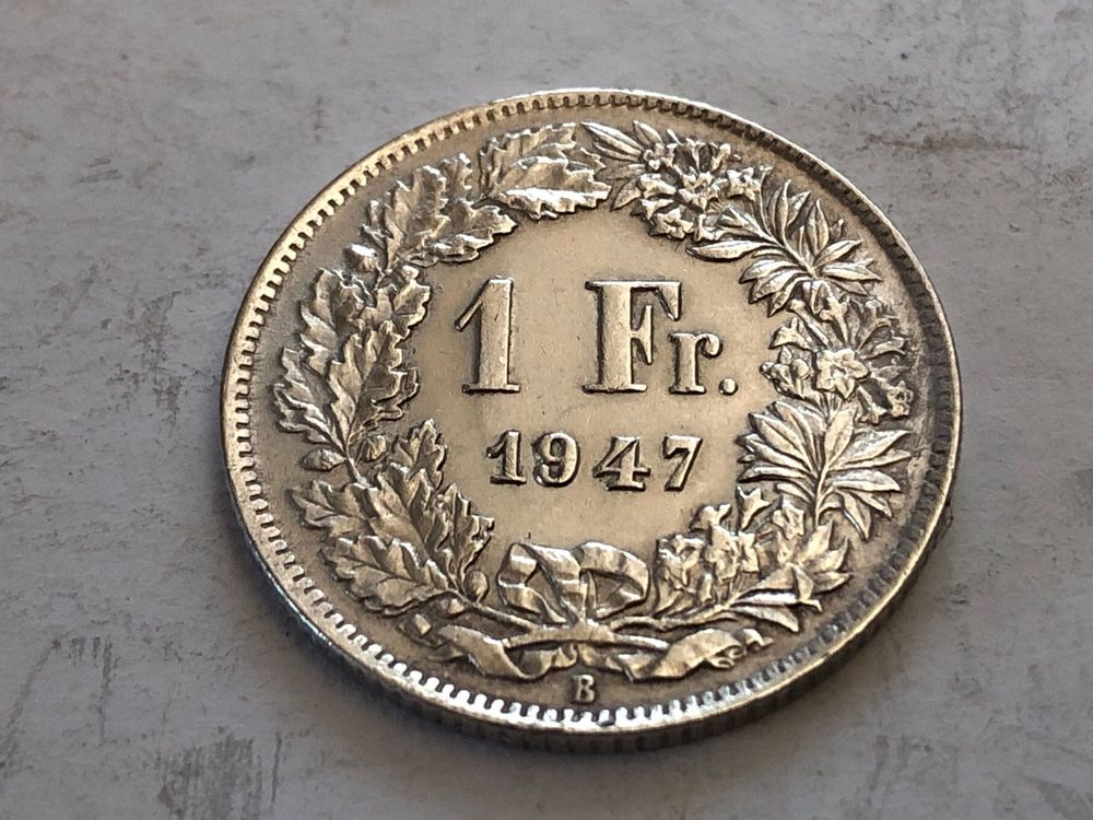 Schweiz 1 Franken 1947 Silber Rar (Gebraucht) in Flumenthal für CHF 4.5 – mit Lieferung auf ...