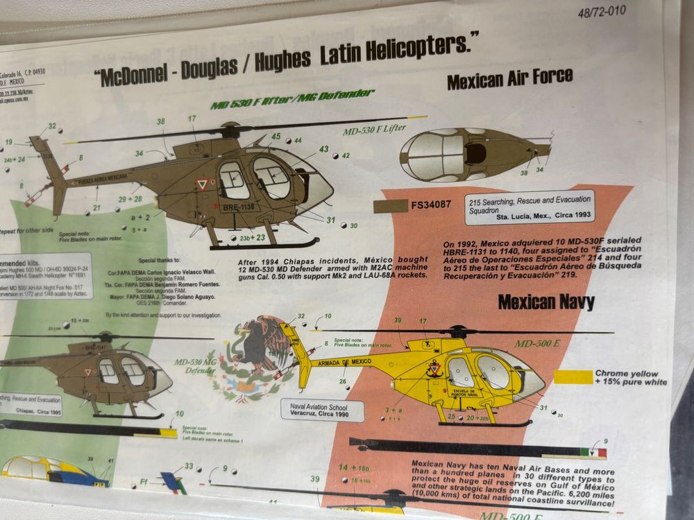 1/48 MCDONNEL-DOUGLAS/HUGHES LATIN HELICOPTERS DECALS (Gebraucht) in ...