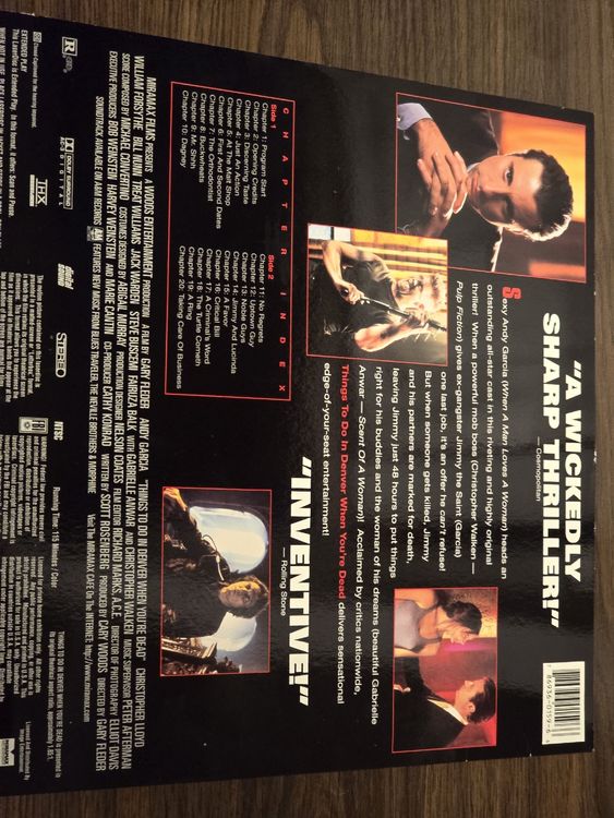 Andy Garcia Laserdisc: Things to Do in Denver When Dead (Gebraucht) in ...