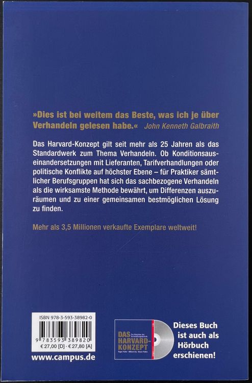 Roger Fisher, William Ury, Bruce Patton: Das Harvard Konzept (Neu ...