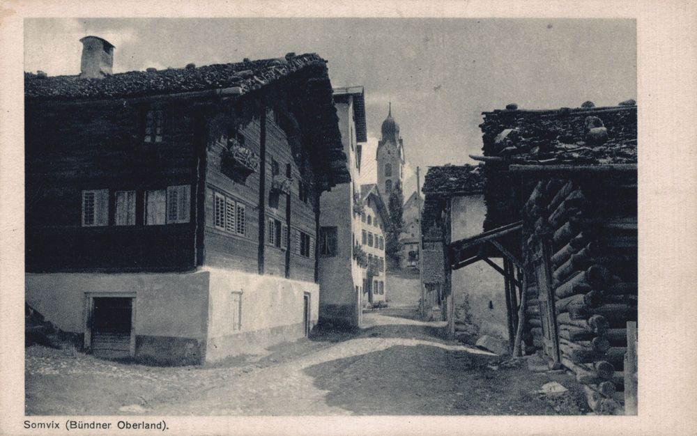 Somvix (Bündner Oberland), Dorfpartie mit Kirche | Kaufen auf Ricardo