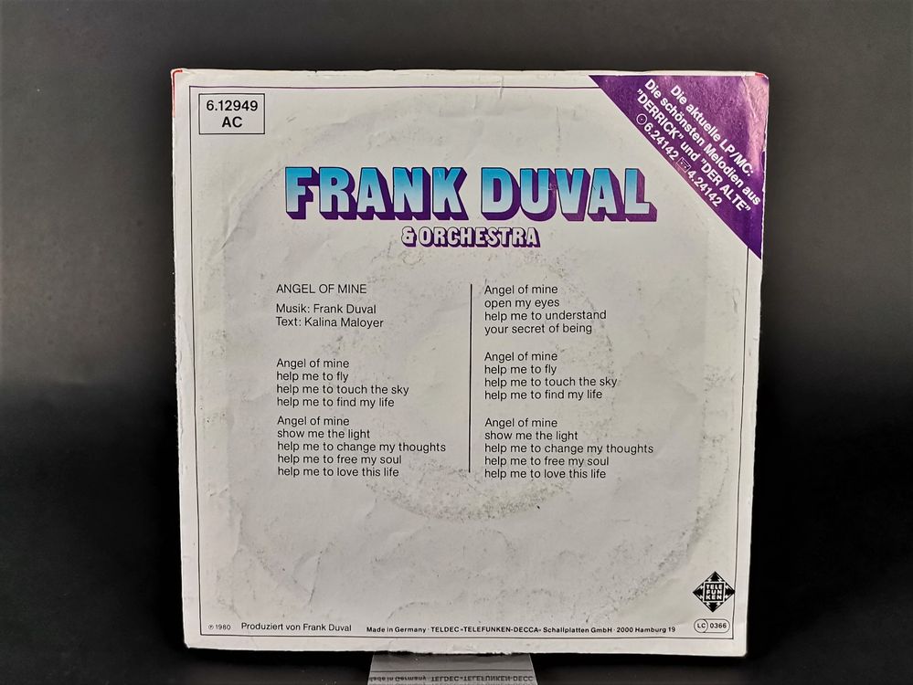 FRANK DUVAL Schallplatte Single "Angel of Mine" | Kaufen auf Ricardo
