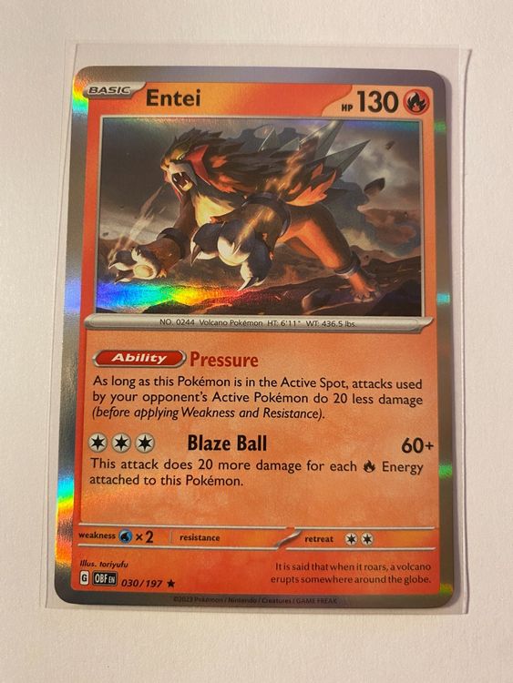 Pokemon Entei 030/197 Holo Obsidian Flames EN | Kaufen auf Ricardo