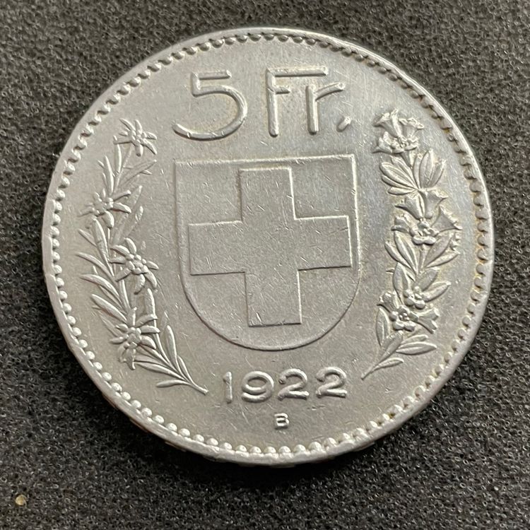 5 Franken Silber 1922 (Gebraucht) in Reitnau für CHF 96 – mit Lieferung auf Ricardo kaufen