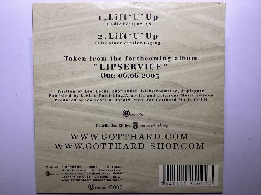 CD Gotthard – Lift 'U' Up | Kaufen auf Ricardo
