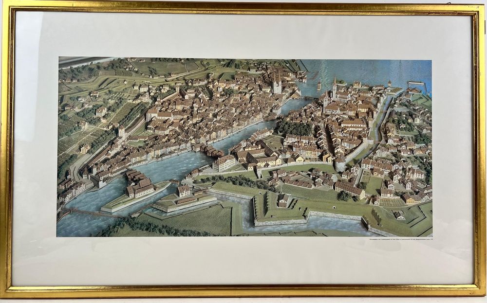 Zürich um 1800 Grafik Echtgoldrahmen (Gebraucht) in Neuhausen am Rheinfall für CHF 10 – nur ...