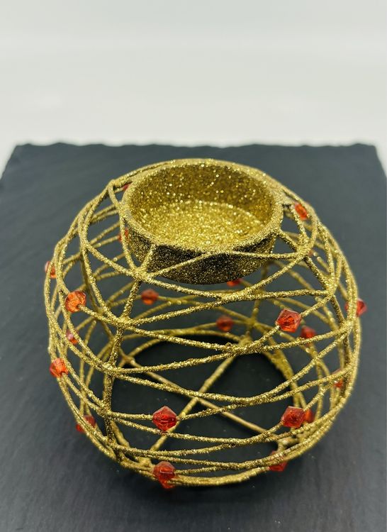 Edler Teelichthalter aus goldenem Glitzer-Draht (Gebraucht) in Gossau SG für CHF 3 – mit ...