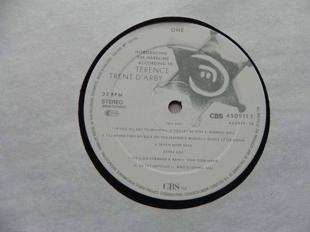 LP USA R & B Sänger Terence Trent D`Arby 1987 Debut Album | Kaufen auf ...