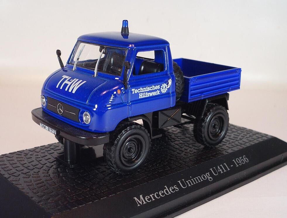 Mercedes Unimog U411 Pritsche 1956 "THW dunkelblau" 1:43 (Neu und ...