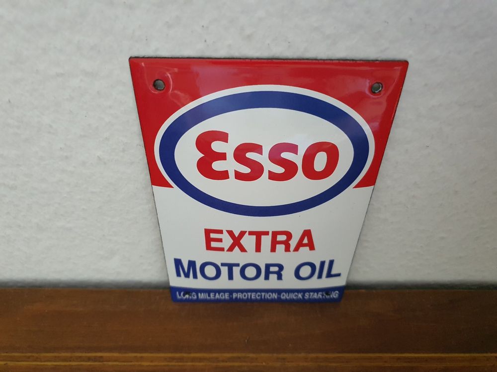 Emailschild Esso Tankstelle Tanksäule Öl Logo Emaille Schild (Neu ...