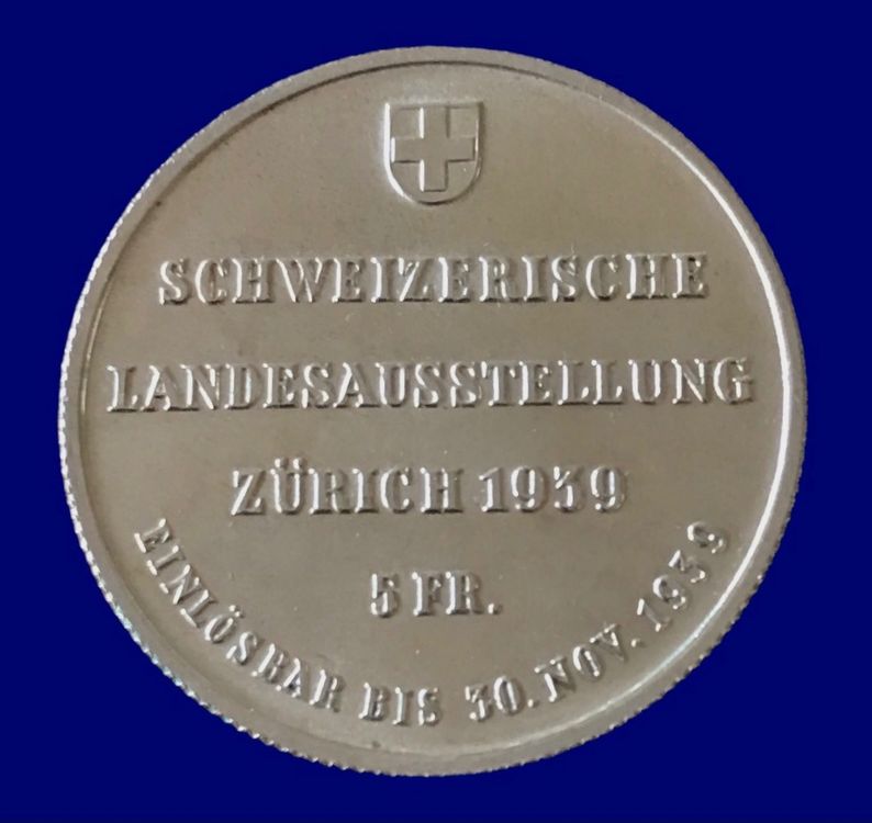 Schweiz 5 Franken Silber Gedenkmünze Jahrgang 1939 Landi | Kaufen auf Ricardo