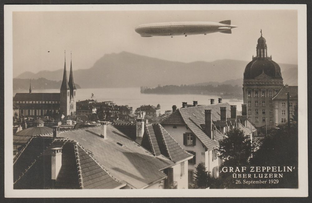 AK LU, 26.IX.1929, ungel.: LUZERN, Zeppelin über Luzern | Kaufen auf ...