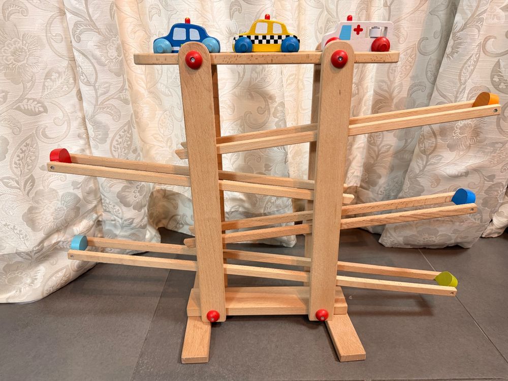 Wooden Car Ramp Racer Toy Set with 3 Mini Cars! (Neu (gemäss ...