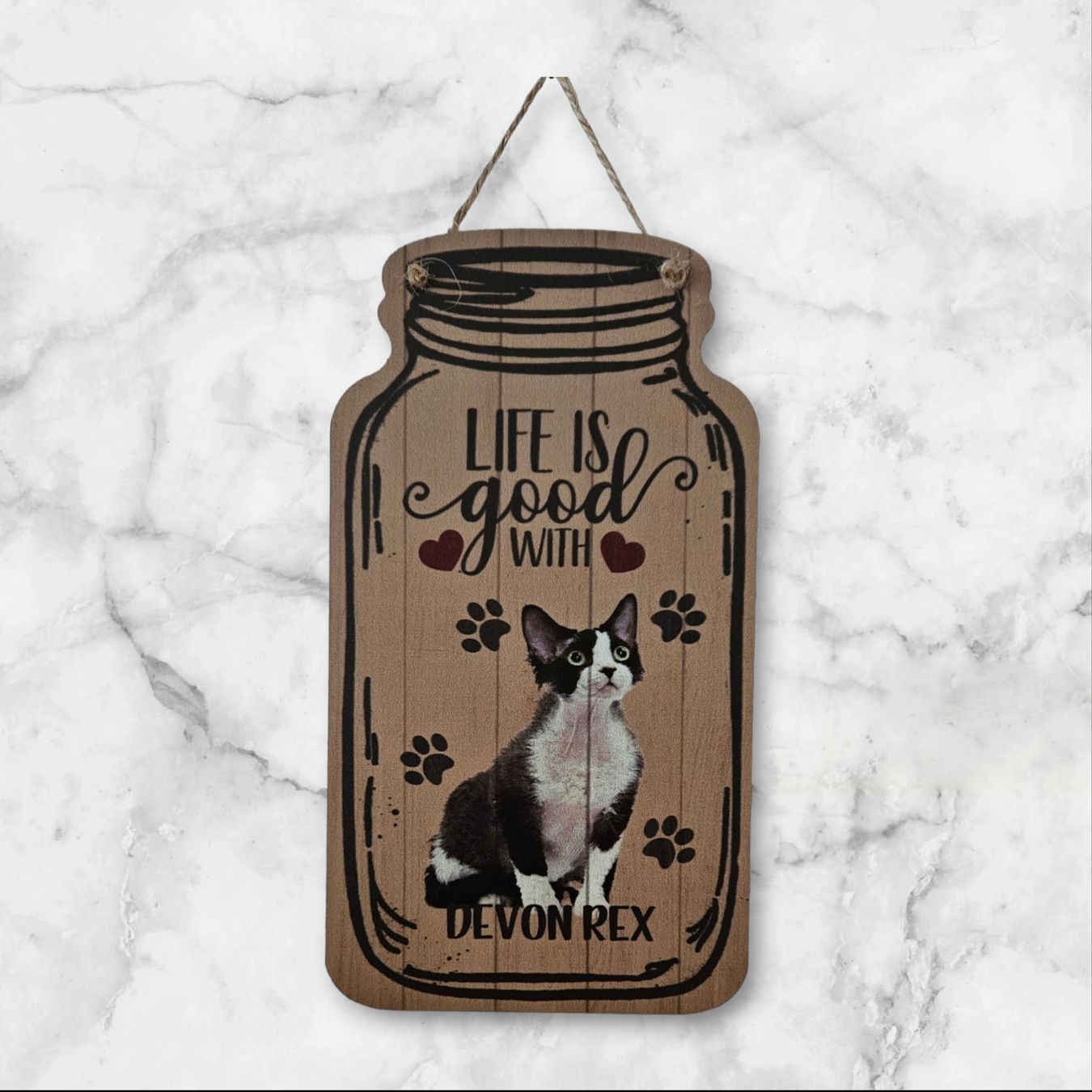 🐱 Holzschild Katze – Life is good with DEVON REX – 12,5x21 (Neu und ...