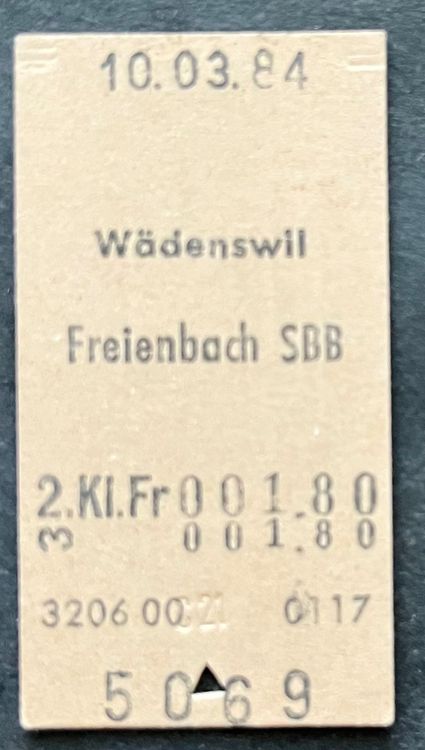 Wädenswil Freienbach SBB / Billett 1984 | Kaufen auf Ricardo