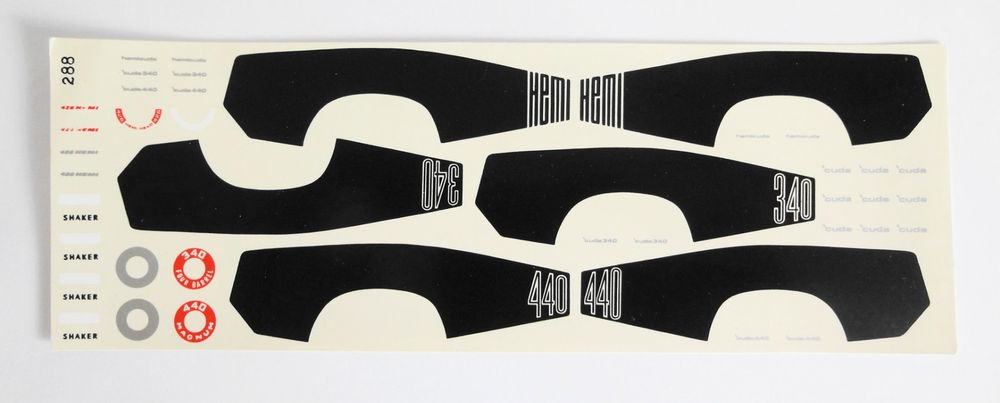 F.CADY DECALS 1971 PLYMOUTH CUDA 340 440 HEMI BLACK STRIPES (Neu ...