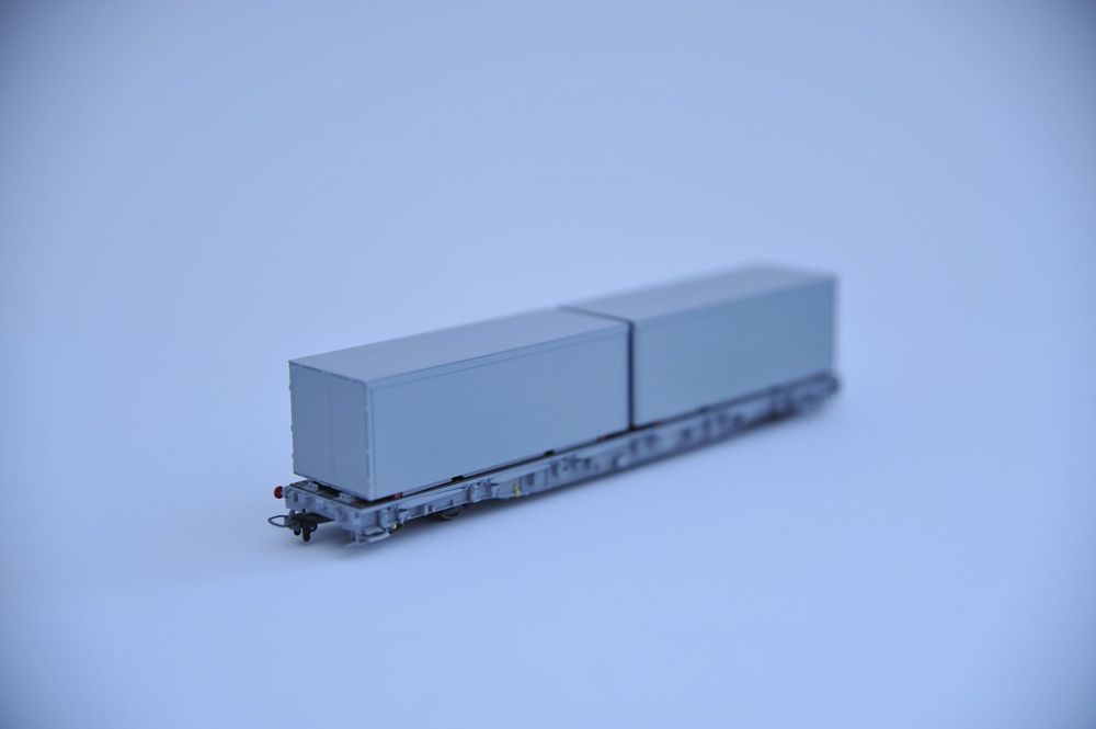 4 Stück BEMO 2291 RhB R-w Containerwagen GRAU gespritzt (Gebraucht) in ...