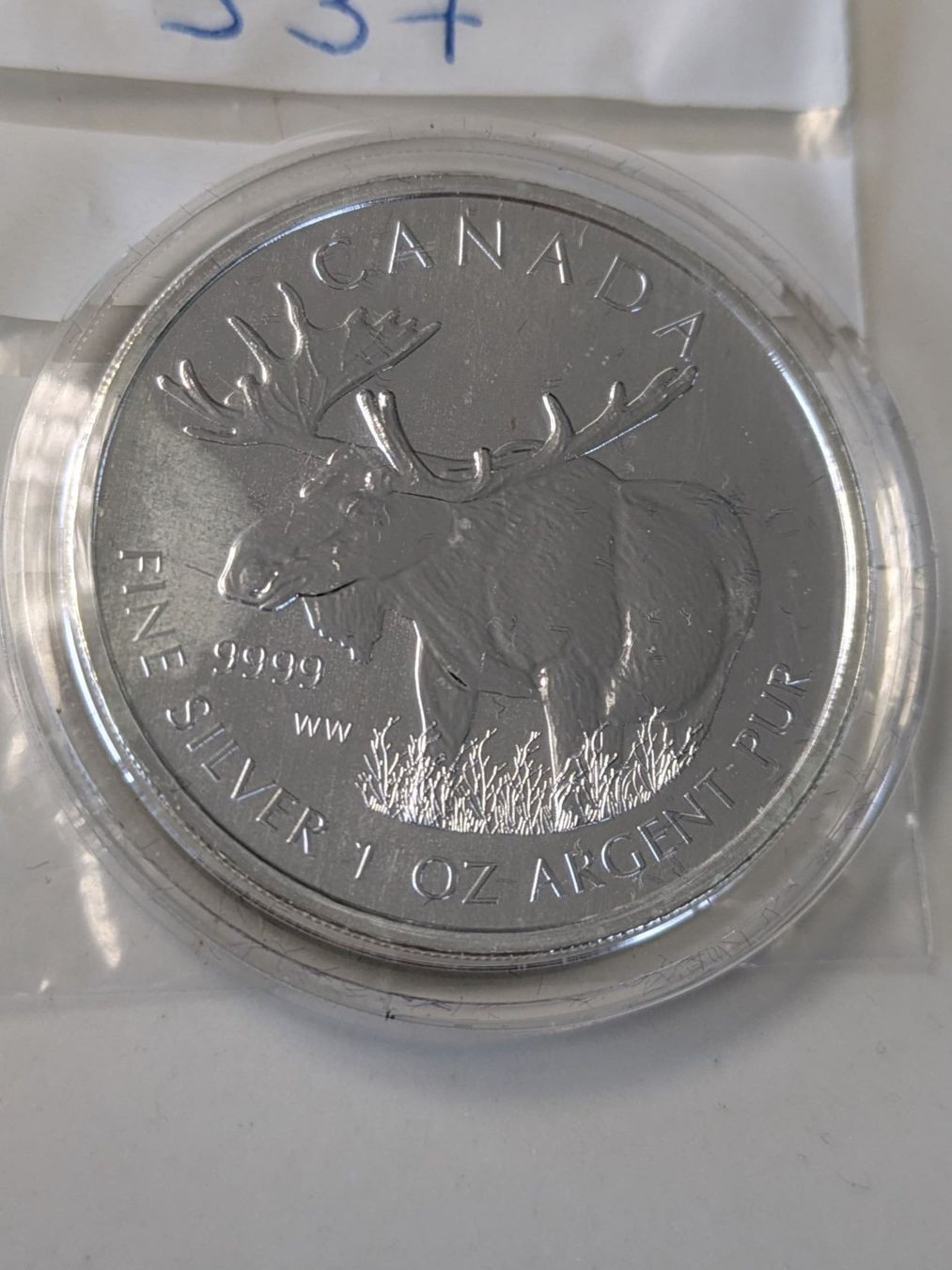 1 oz. / Unze Silbermünze 2012 Kanada Wildlife Elch 999 (Gebraucht) in ...