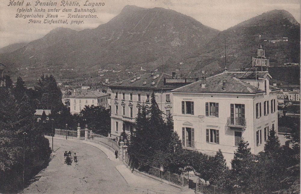 AK Lugano - Hotel Räthia, 1913 (Usato) a Riva San Vitale per CHF 12 ...