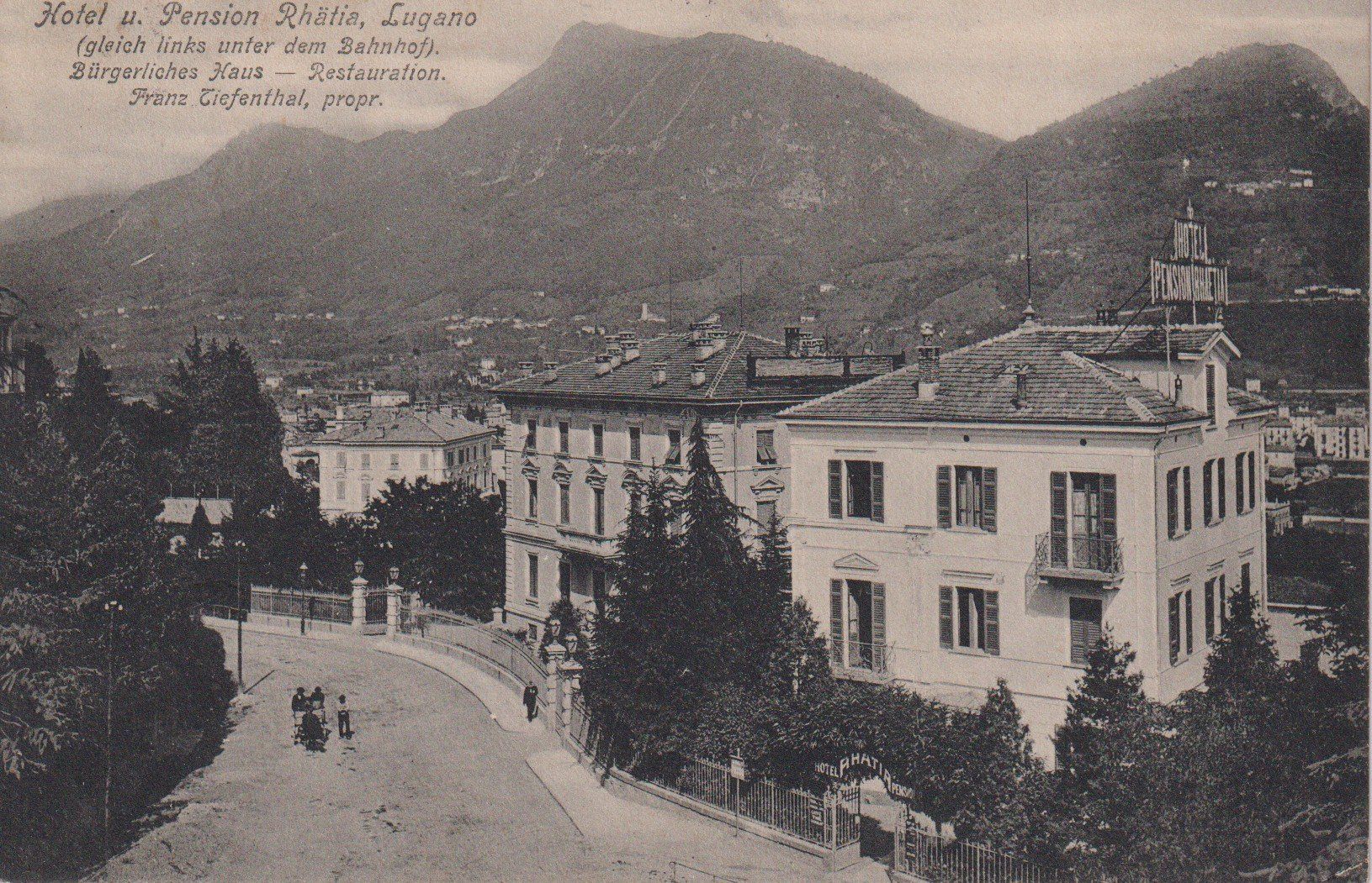 AK Lugano - Hotel Räthia, 1913 (Usato) a Riva San Vitale per CHF 12 ...