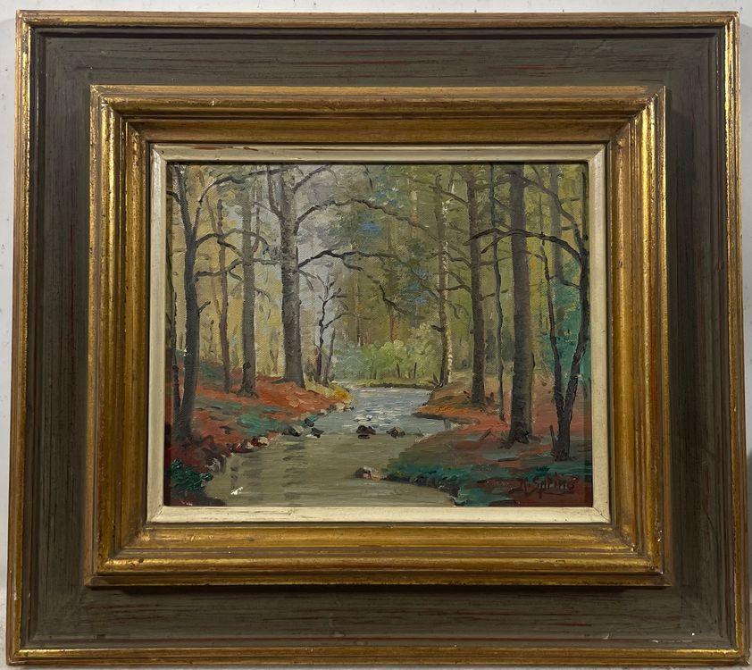 Fluss Szene im Wald Gemälde Signiert | Kaufen auf Ricardo
