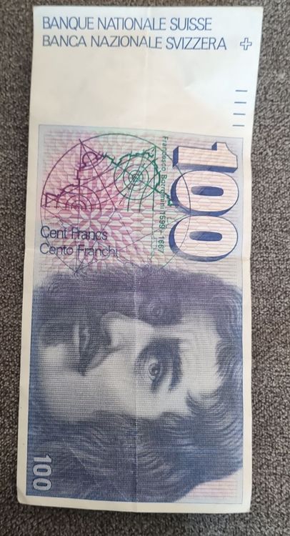 Alte 100 Franken Note - Francesco Borromini 6. Serie (Gebraucht) in für ...