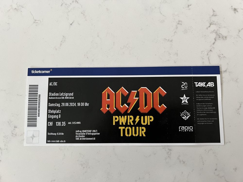 AC/DC Tickets 2 Stehplätze (Neu (gemäss Beschreibung)) in Walde AG für ...