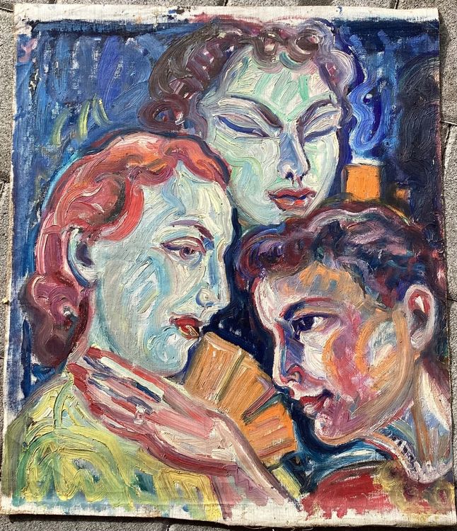 Jaroslav Krushelnic SLAVKO (1916-1973) 3 Gesichter Gemälde (Gebraucht ...