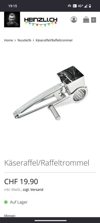 Käseraspel/Raffel - NEU & unbenutzt (Neu und originalverpackt) in Henggart für CHF 25 – mit ...