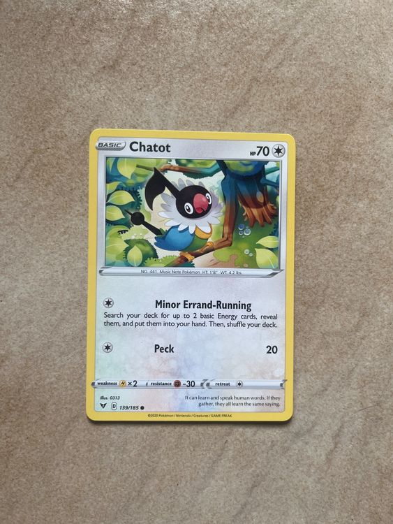 Carte Pokemon Chatot - Vivid Voltage - EN (Gebraucht) in Vernayaz für CHF 1 – mit Lieferung auf ...