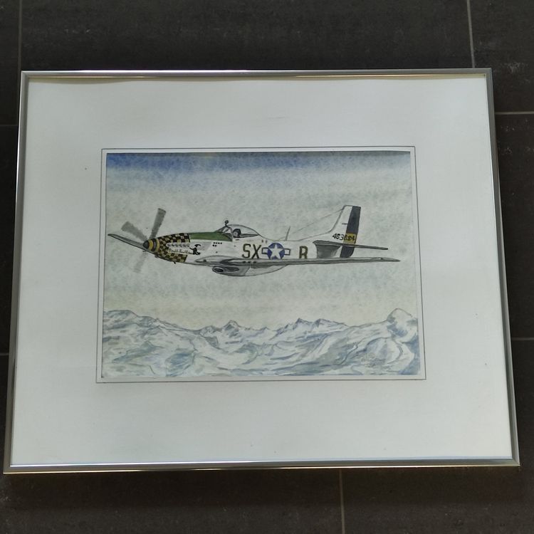 Gemälde Bild Aquarell Flugzeug von W. Zaugg 1998 61x 51 | Kaufen auf Ricardo