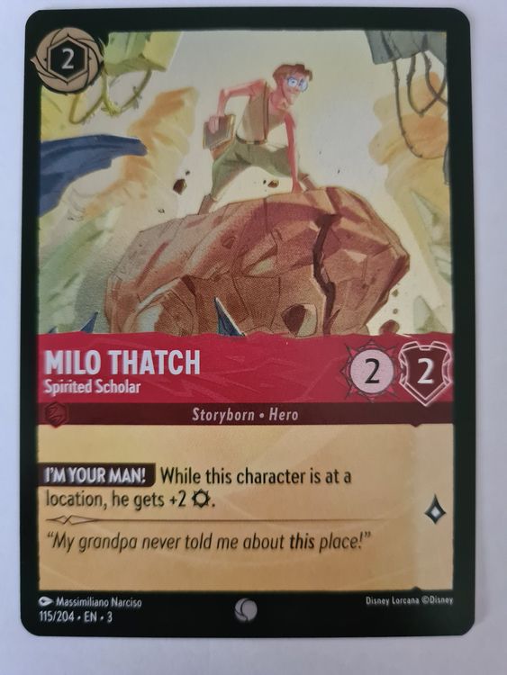 Lorcana, Milo Thatch - Spirited Scholar, 115/204-EN-3 FOIL (Neu (gemäss ...