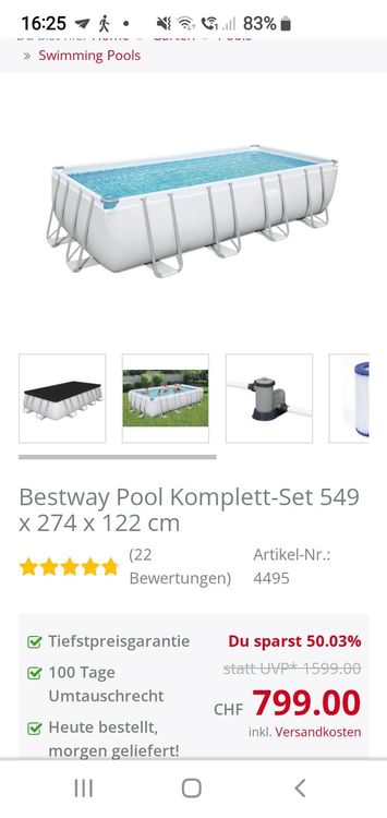 Pool " Bestway " Grösse ca. 550 cm x 300 cm x 122 cm | Kaufen auf Ricardo