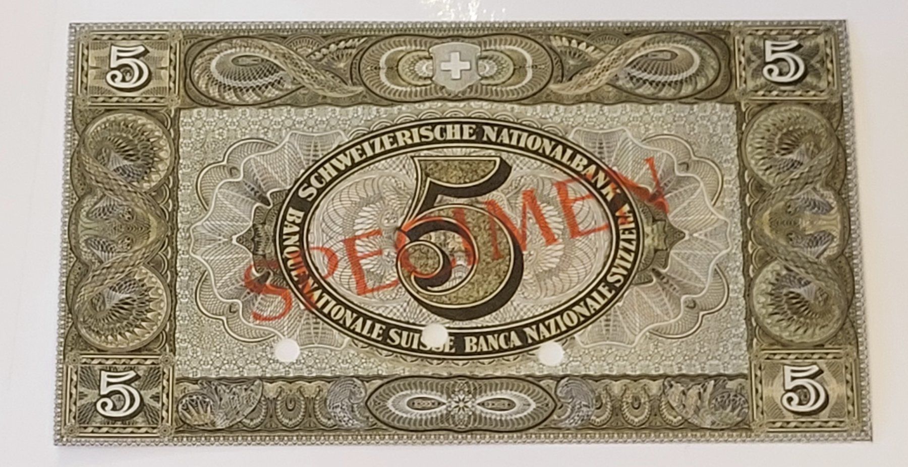 Billet de 5 francs Suisse 1936 - Spécimen rare! (Neuf (Voir description ...
