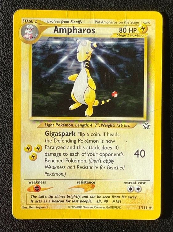2000 Ampharos 1/111 Pokémon Neo Genesis Rare Holo (Neu (gemäss Beschreibung)) in Uster für CHF 6 ...