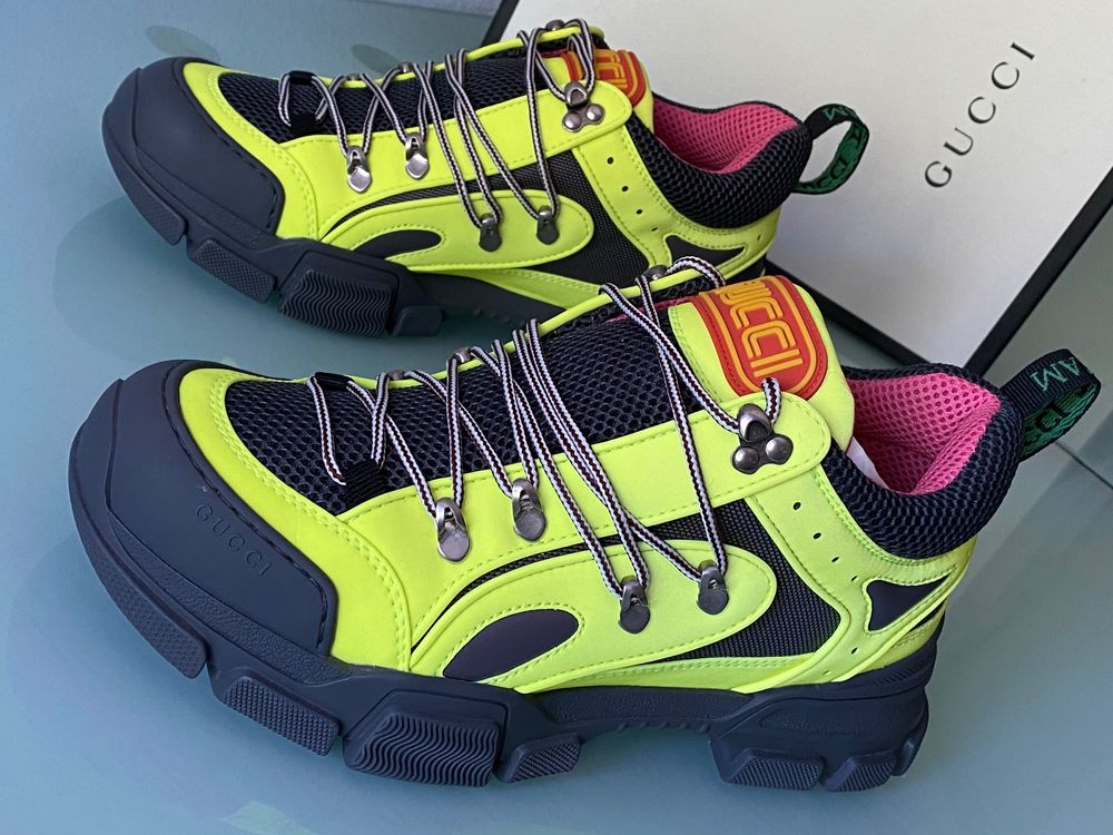 GUCCI Flashtrek Hiking Gelb Neon Low Boots Sneakers 42 NEUE (Gebraucht ...