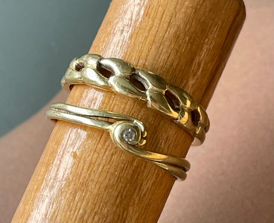 2 Goldringe stacking Ring 14 Karat Gold mit Brilliant | Kaufen auf Ricardo