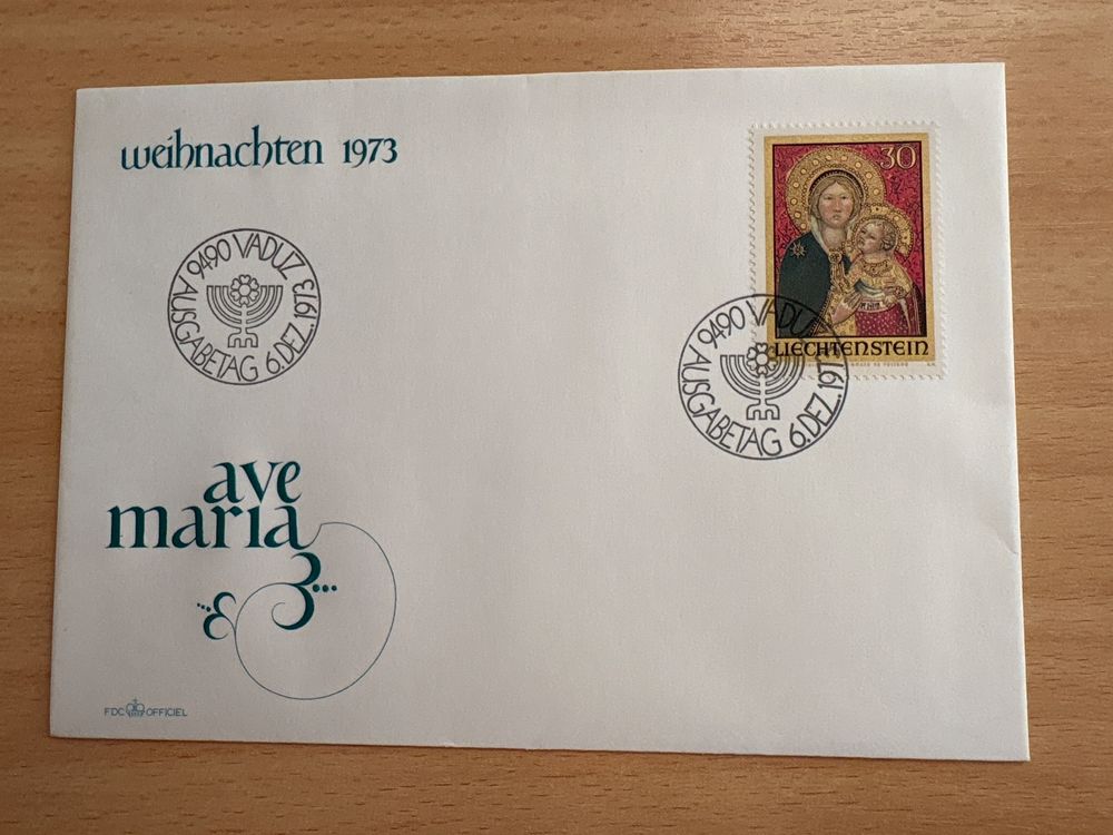 Weihnachtsbriefmarke Fürstentum Liechtenstein 1973 Ave Maria (Gebraucht ...