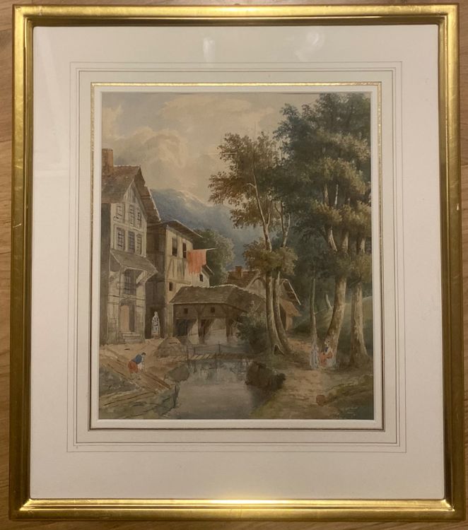Dorf Szene Aquarell mit Personen (Gebraucht) in Root für CHF 19 – mit Lieferung auf Ricardo kaufen