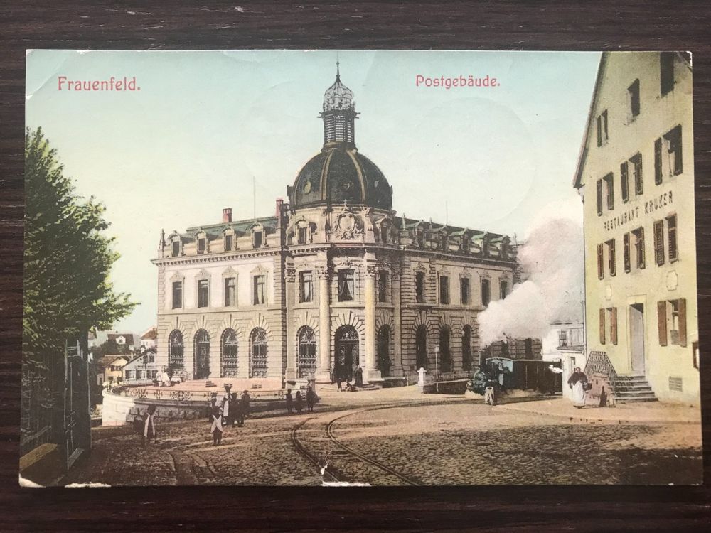 FRAUENFELD Postgebäude, Dampfzug, Dampflokomotive, belebt (Gebraucht) in Wald ZH für CHF 7 – mit ...